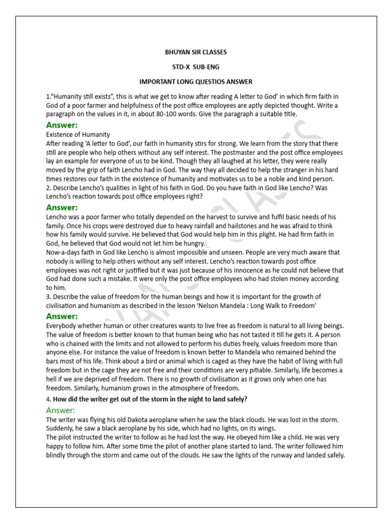 Important Long Questions Answer | PDF | Faith | Learning