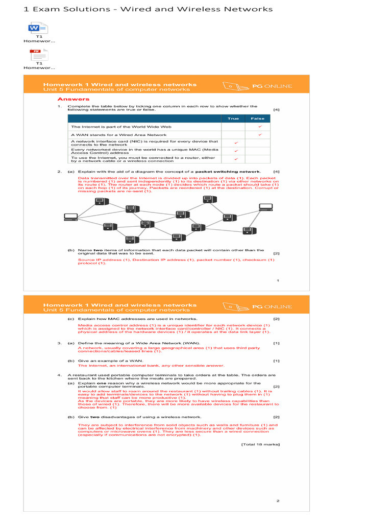 Exam Solutions for Network Types | PDF