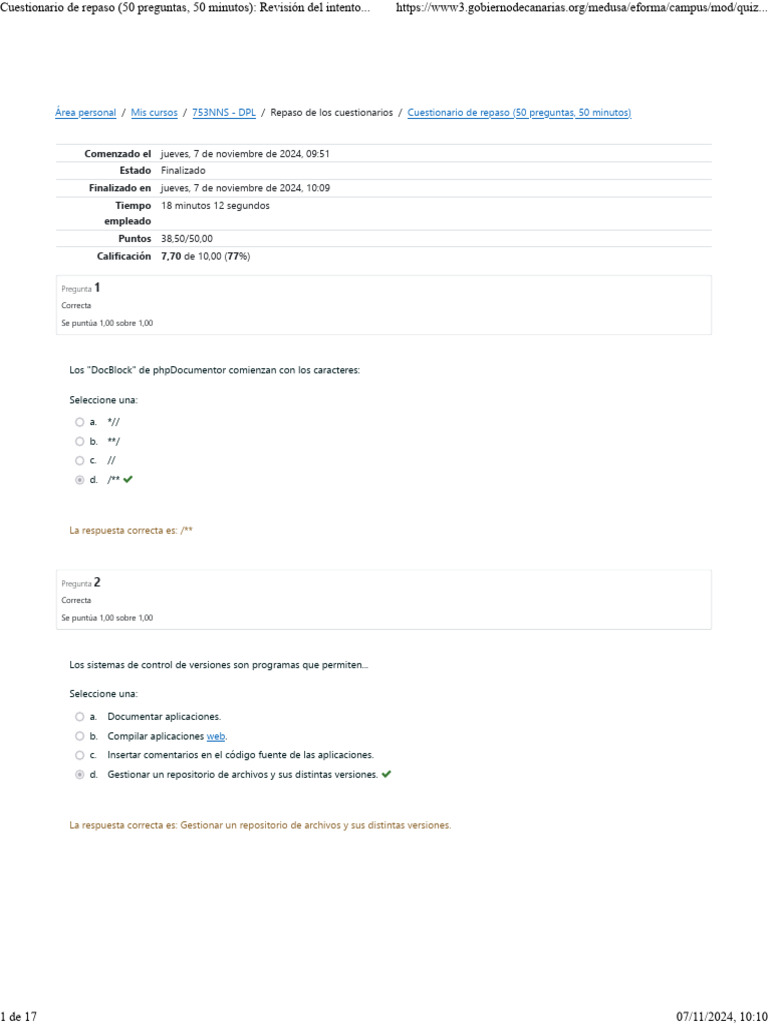 Cuestionario de repaso (50 preguntas, 50 minutos)_ Revisión del intento _ CAMPUS | PDF | sistema ...