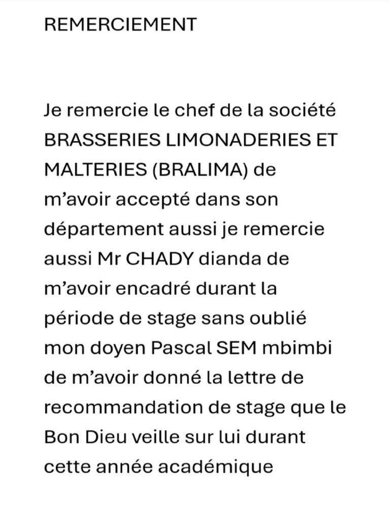 Rapport de Stage BRALIMA | PDF