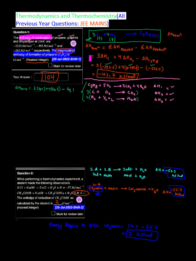 Jee Mains Pyq Thermo | PDF