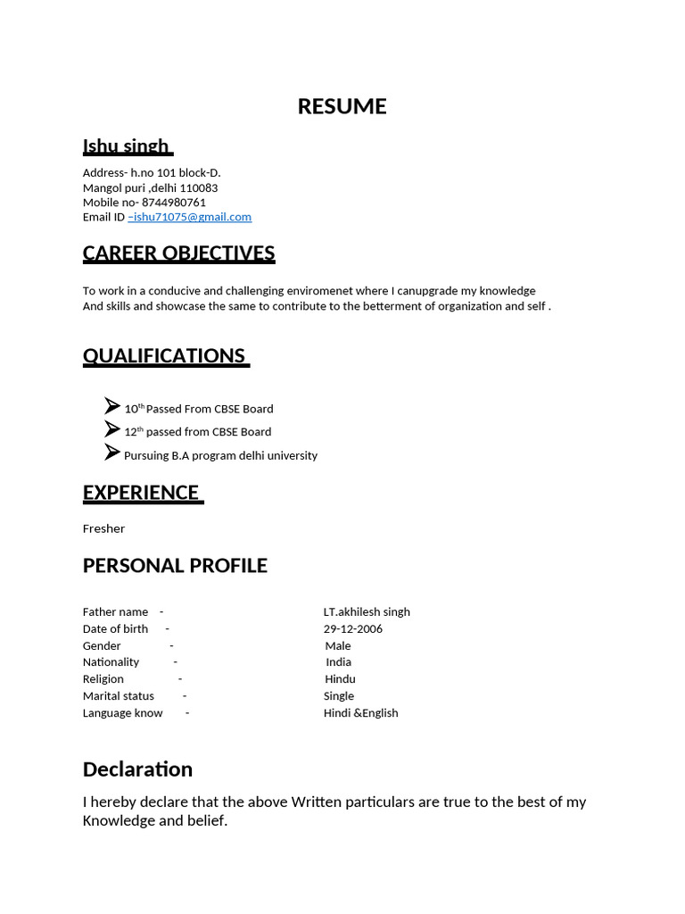 RESUME Ishu | PDF