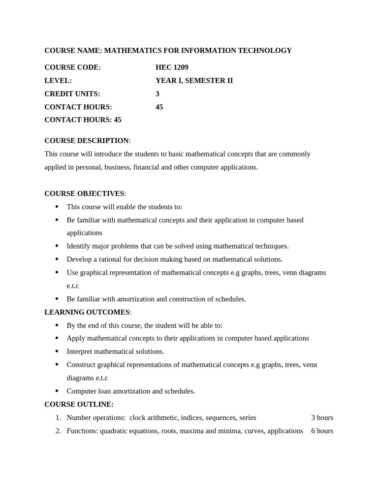 Mathematics for IT Applications | PDF | Mathematics | Discrete Mathematics