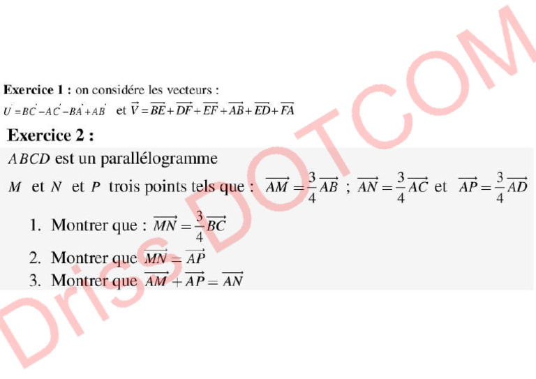 Calcul Vectoriel Dans Le Plan '' Driss DOTCOM '' Serie | PDF
