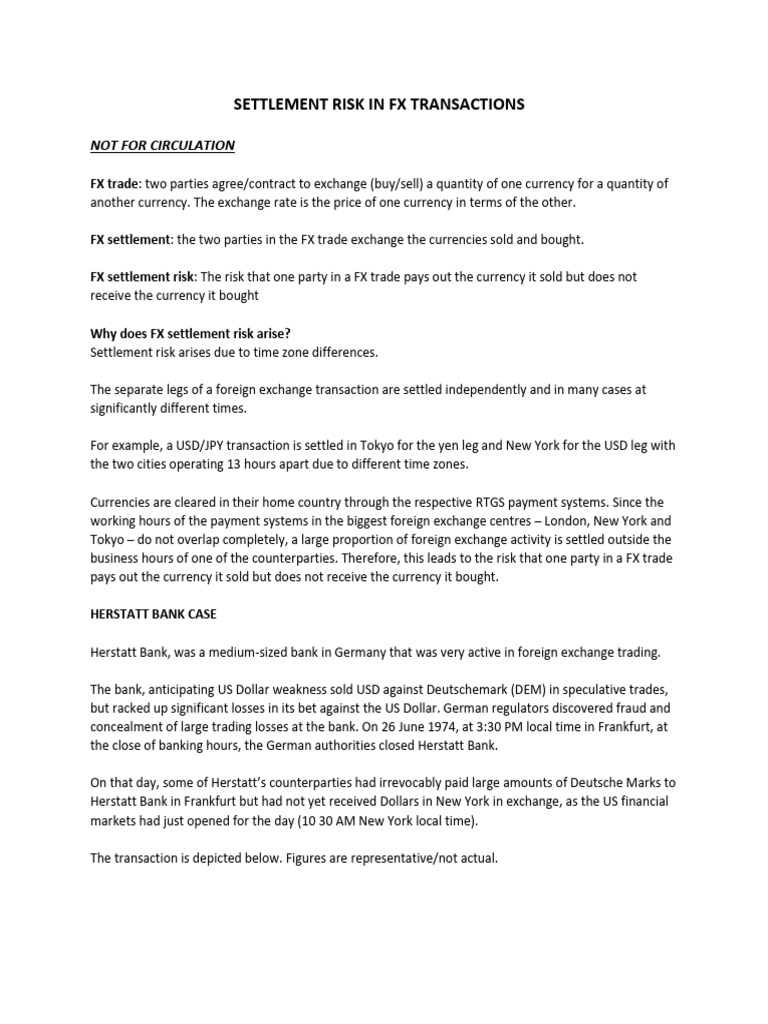 Settlement Risk in FX Transactions | PDF | Foreign Exchange Market ...