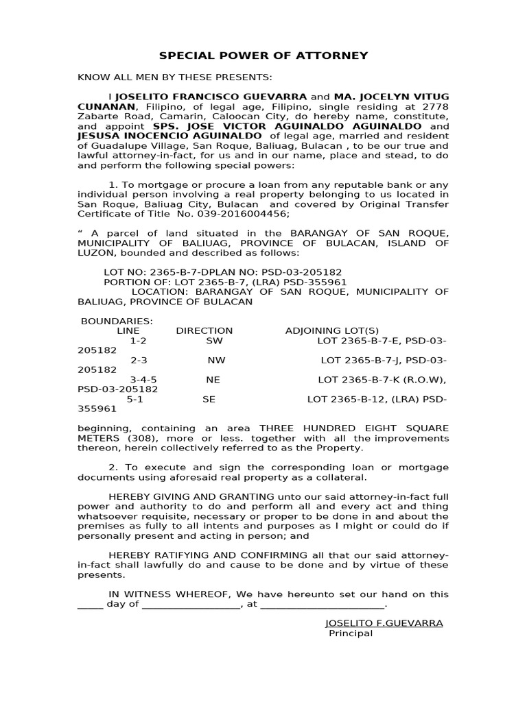 Special Power of Attorney | PDF | Government | Legal Documents