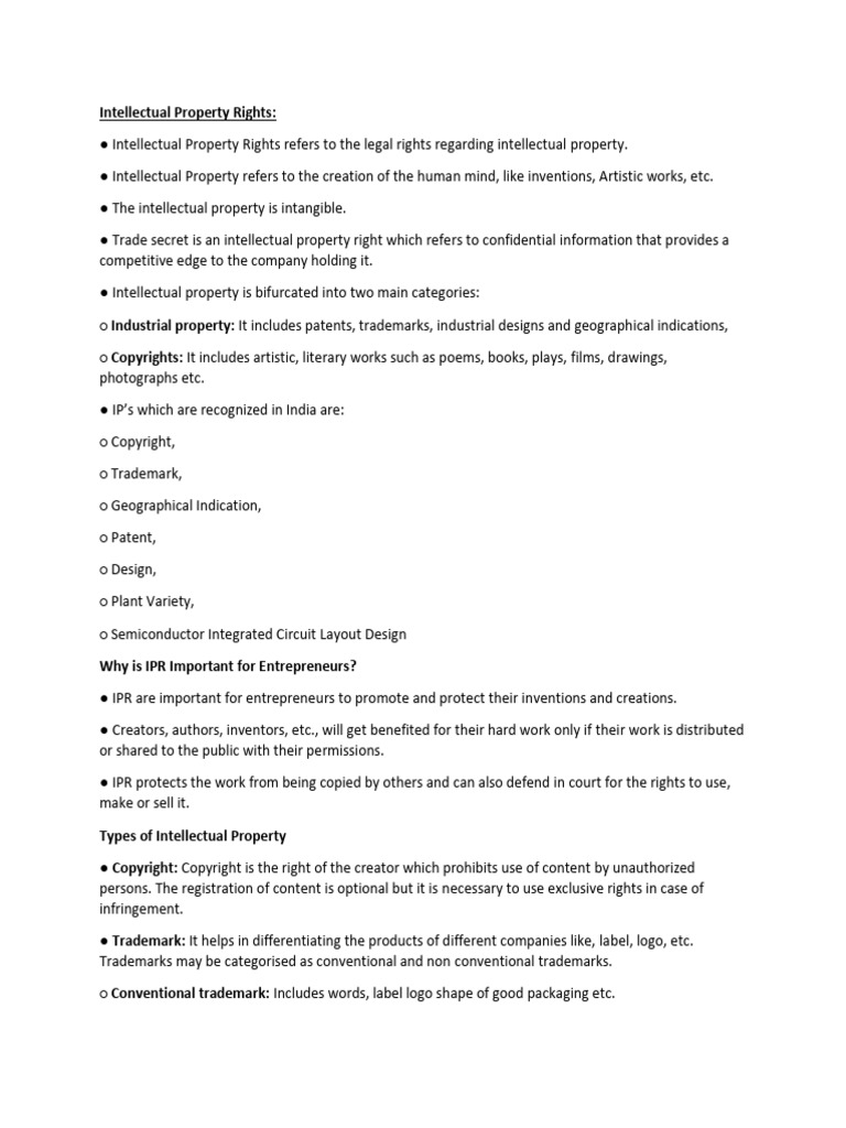 intellectual property rights | PDF | Intellectual Property | Patent