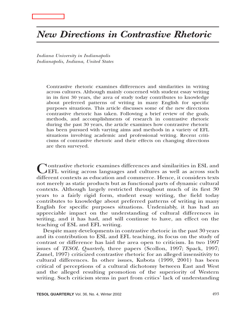 New Directions in Contrastive Rhetoric | PDF | English As A Second Or ...