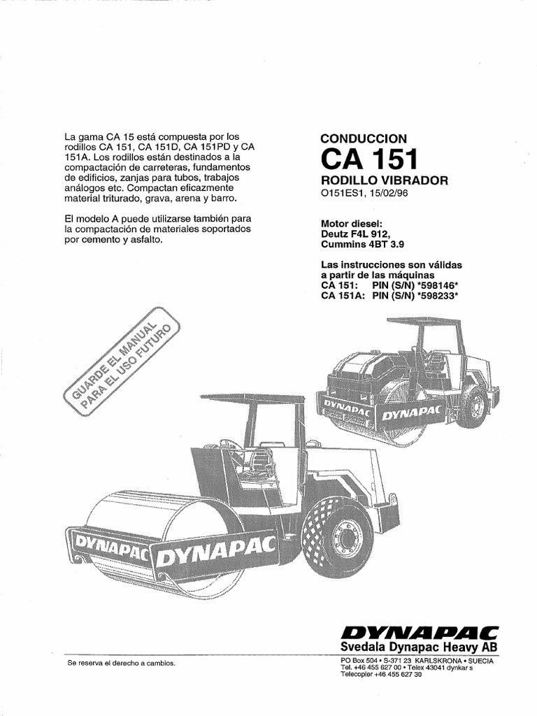 Manual Rodillo Dynamac Ca15 | PDF