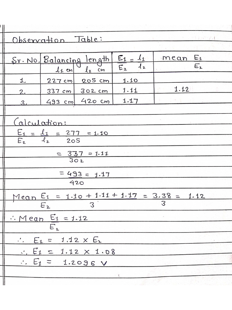 potentiometer individual cell method calculation | PDF