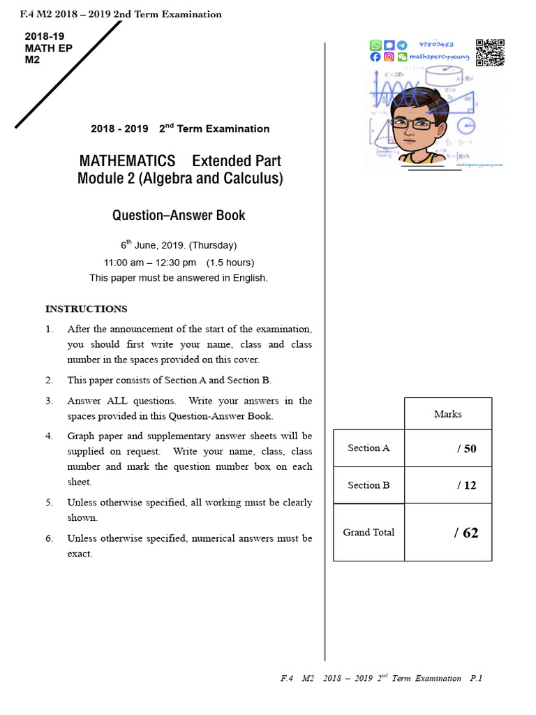 M2 F4 Final Exam Paper | PDF | Asymptote | Mathematics