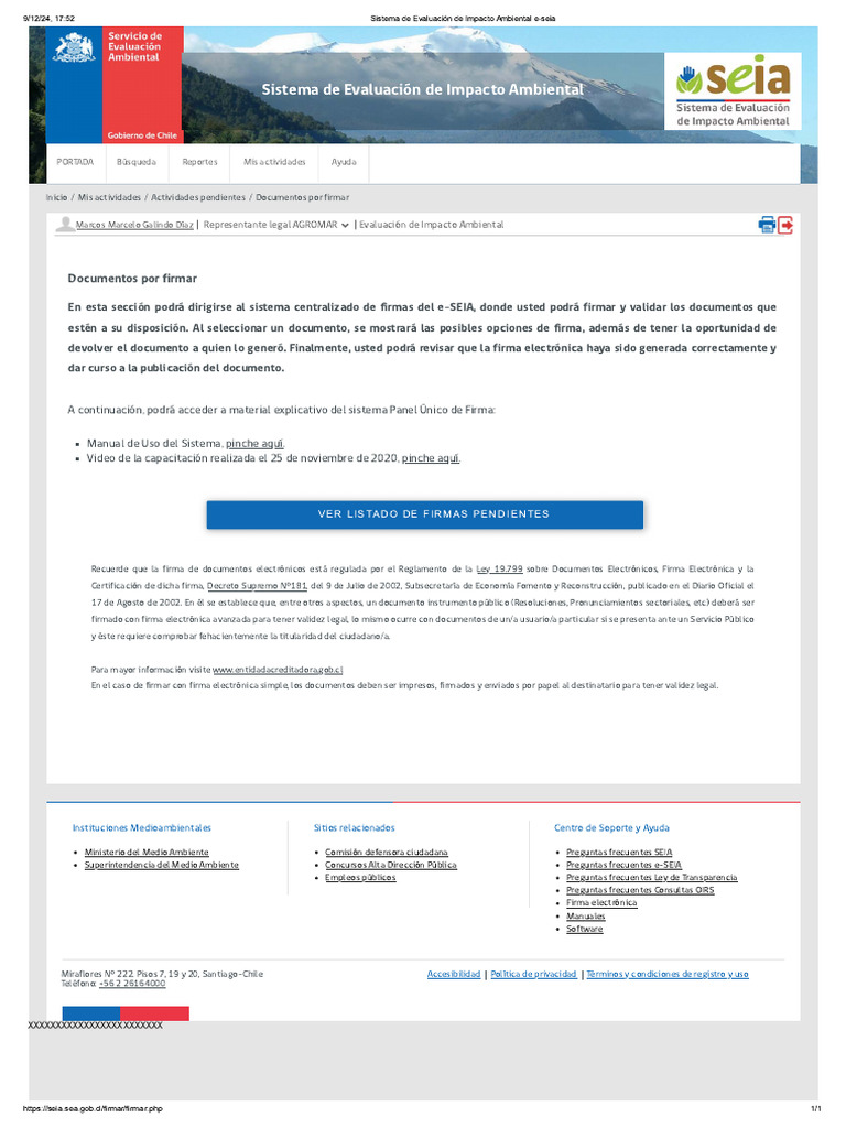 Sistema de Evaluación de Impacto Ambiental E-seia | PDF