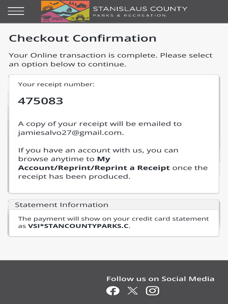 Stanislaus County, CA - Checkout Confirmation | PDF