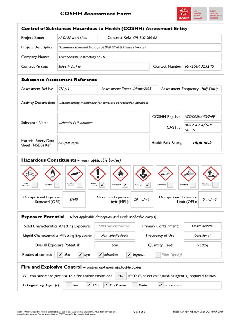 11 COSHH Bitumen paint | PDF | Occupational Safety And Health | Safety