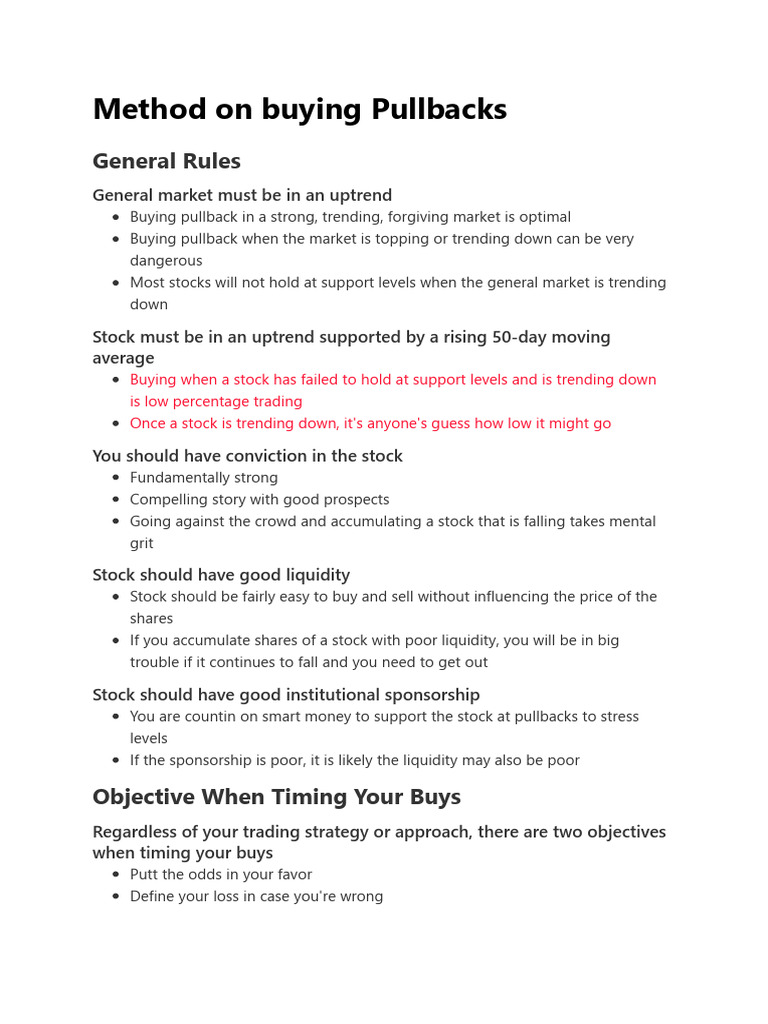 Charles Harris - Method On Buying Pullbacks | PDF | Stocks | Financial ...