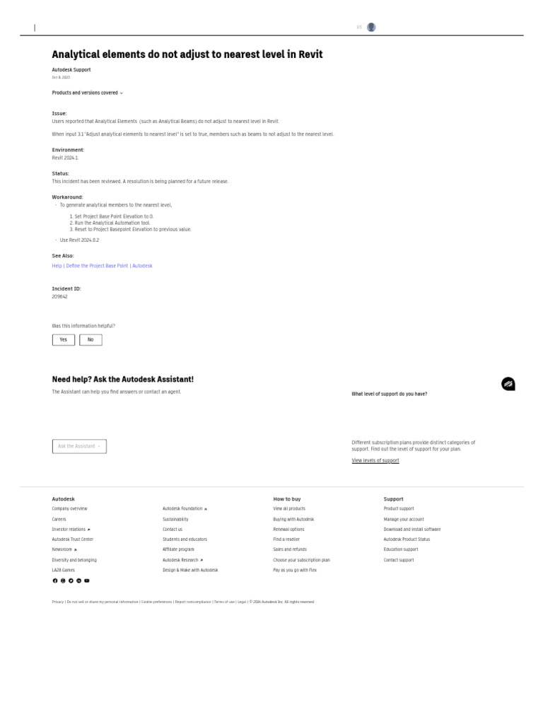 Analytical elements do not adjust to nearest level in Revit | PDF ...