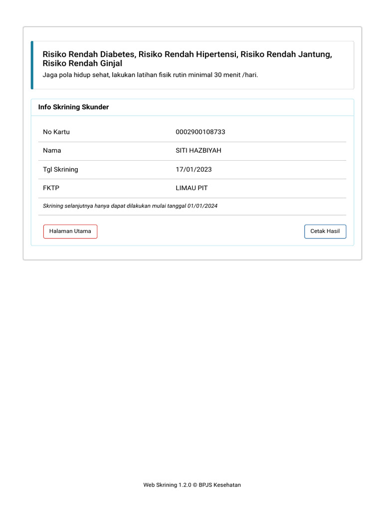 Web Skrining BPJS Kesehatan | PDF