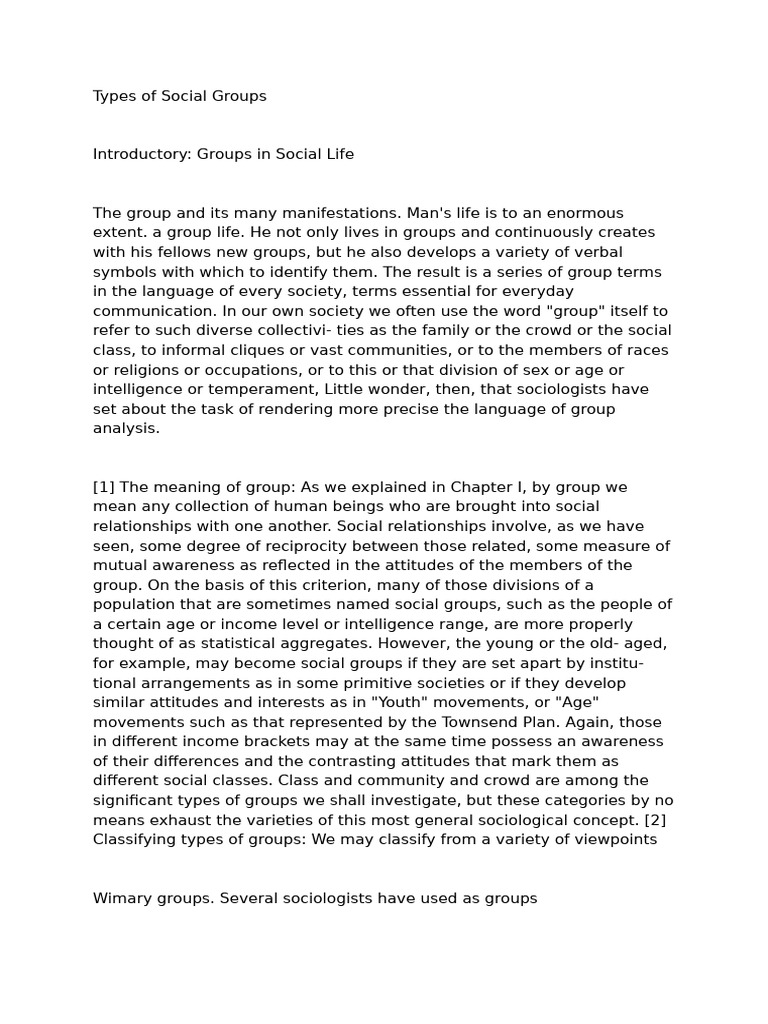 Groups | PDF | Sociology | Society