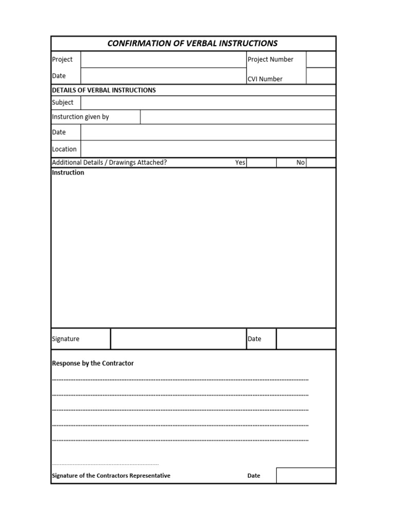 Details of Verbal Instructions | PDF