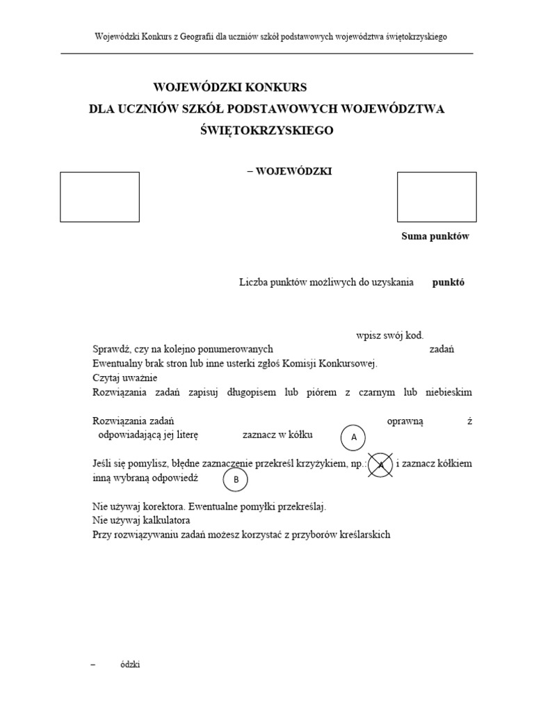 V Wojewodzki Konkurs Z Geografii III Etap Arkusz Z Zadaniami | PDF