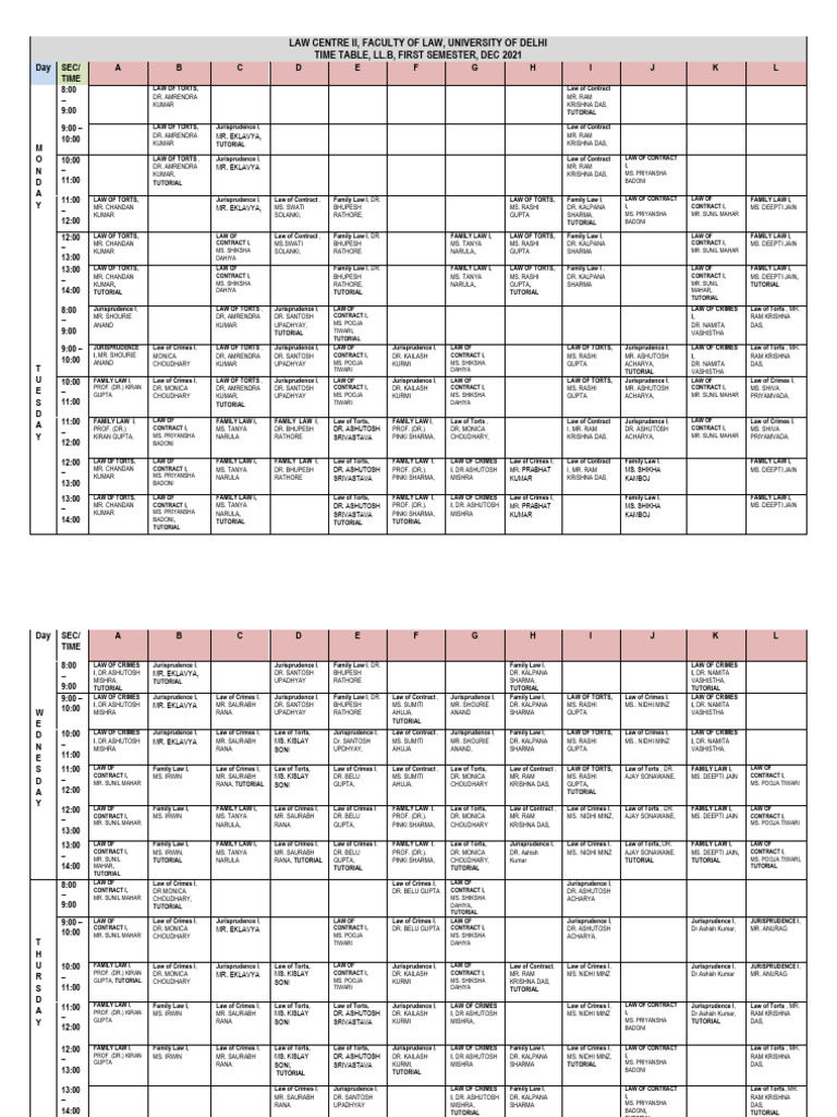 Time Table - Combined, Dec 2021 Odd Sem-1-3 | PDF | Social Ethics ...
