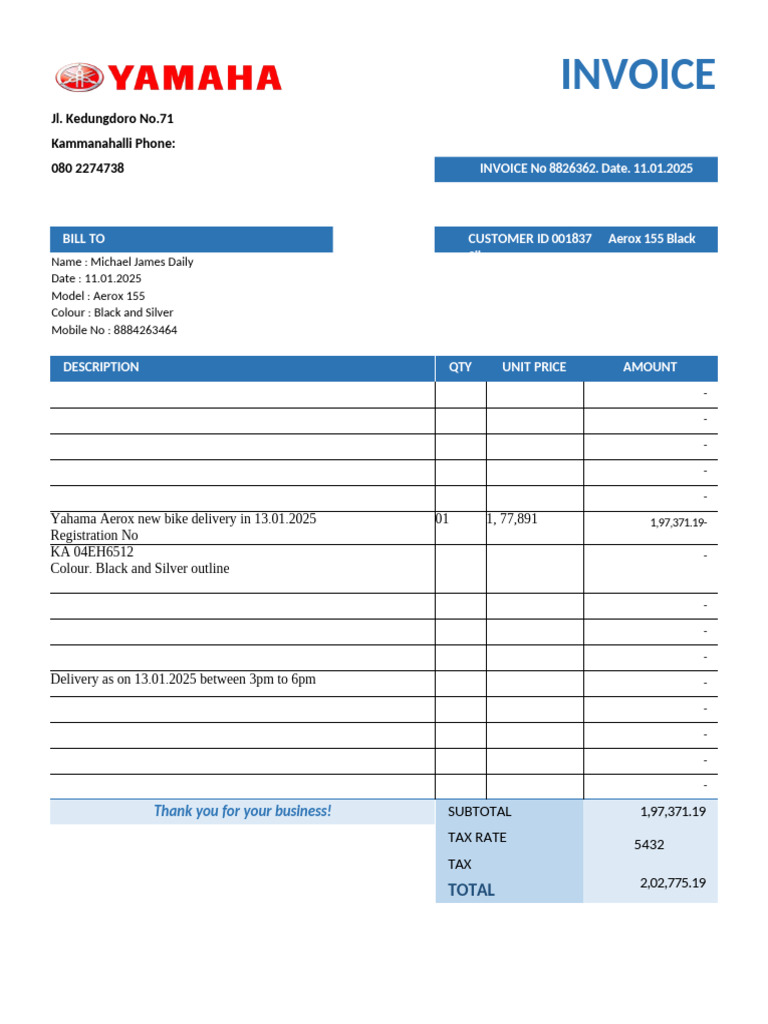 Yahama bike bill | PDF