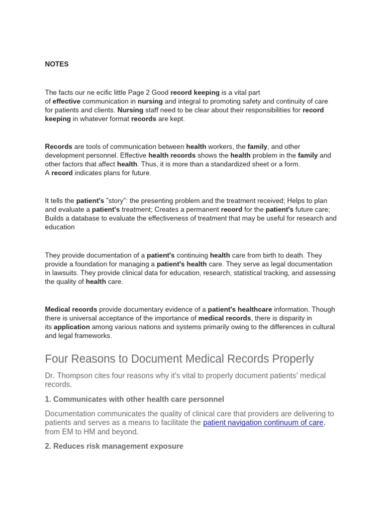 assignment kiong notes | PDF | Medical Record | Health Care