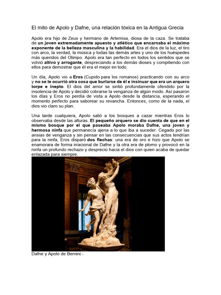 El mito de Apolo y Dafne | PDF | Eros | Apolo