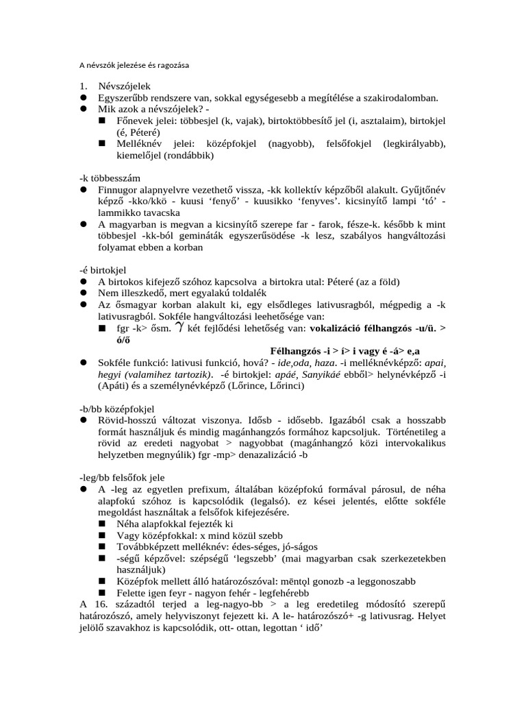 A Névszók Jelezése És Ragozása | PDF