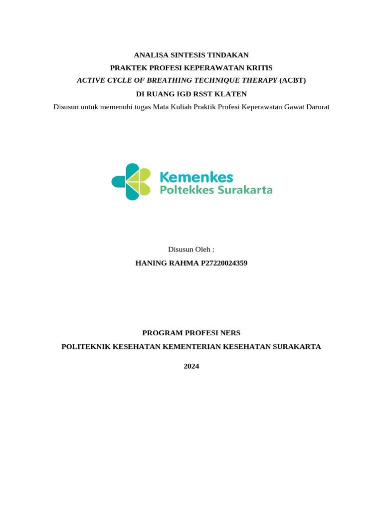 ANSIN ACTIVE CYCLE OF BREATHING TECHNIQUE (ACBT) | PDF