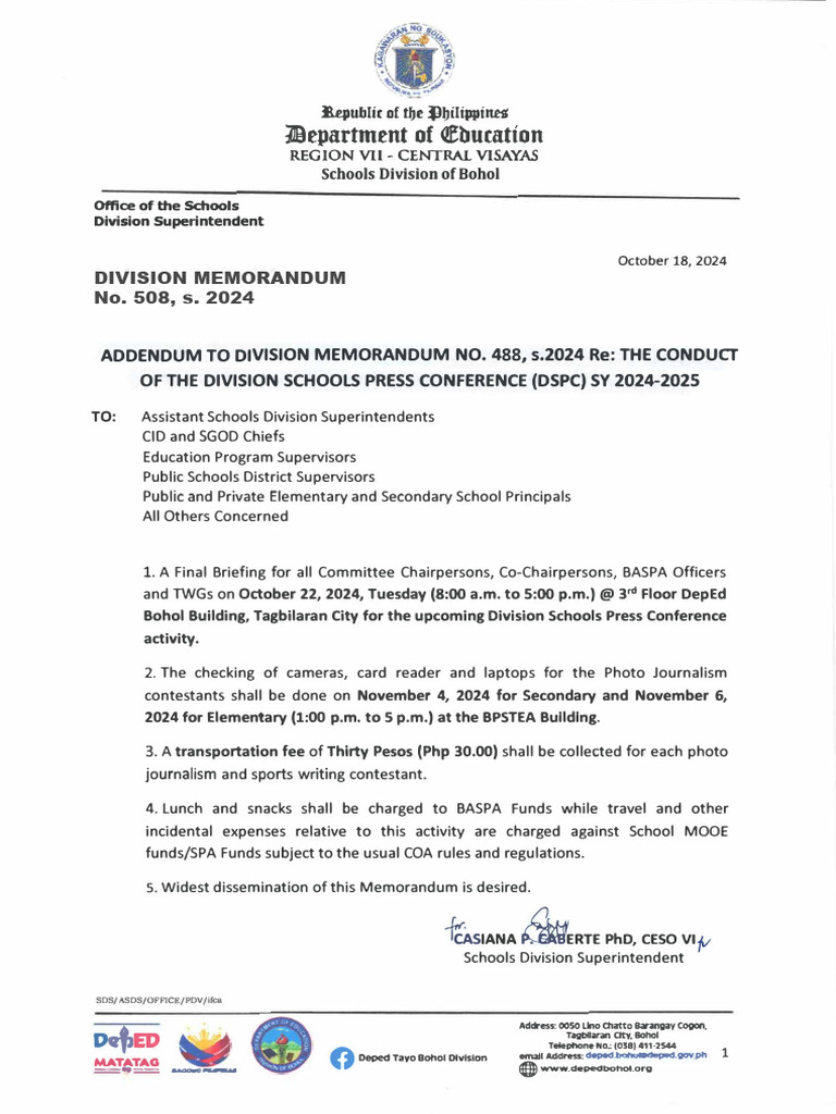 DM-No.-508-s.-2024-addendum DSPC | PDF