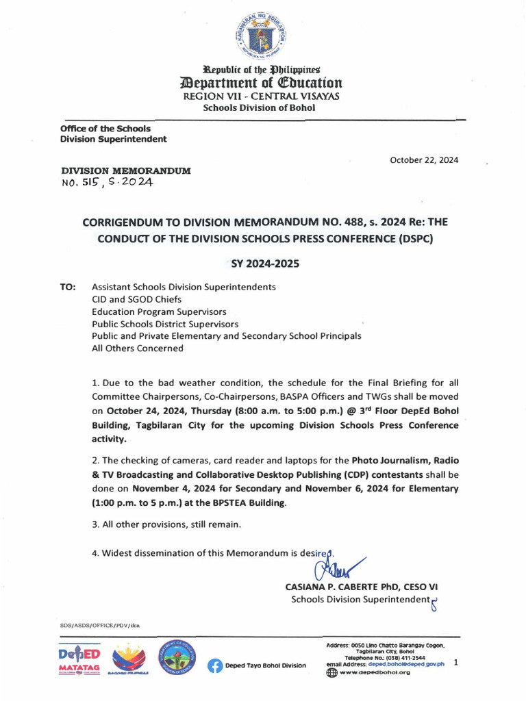 DM-No.-515-s.-2024-c0rregindum DSPC | PDF