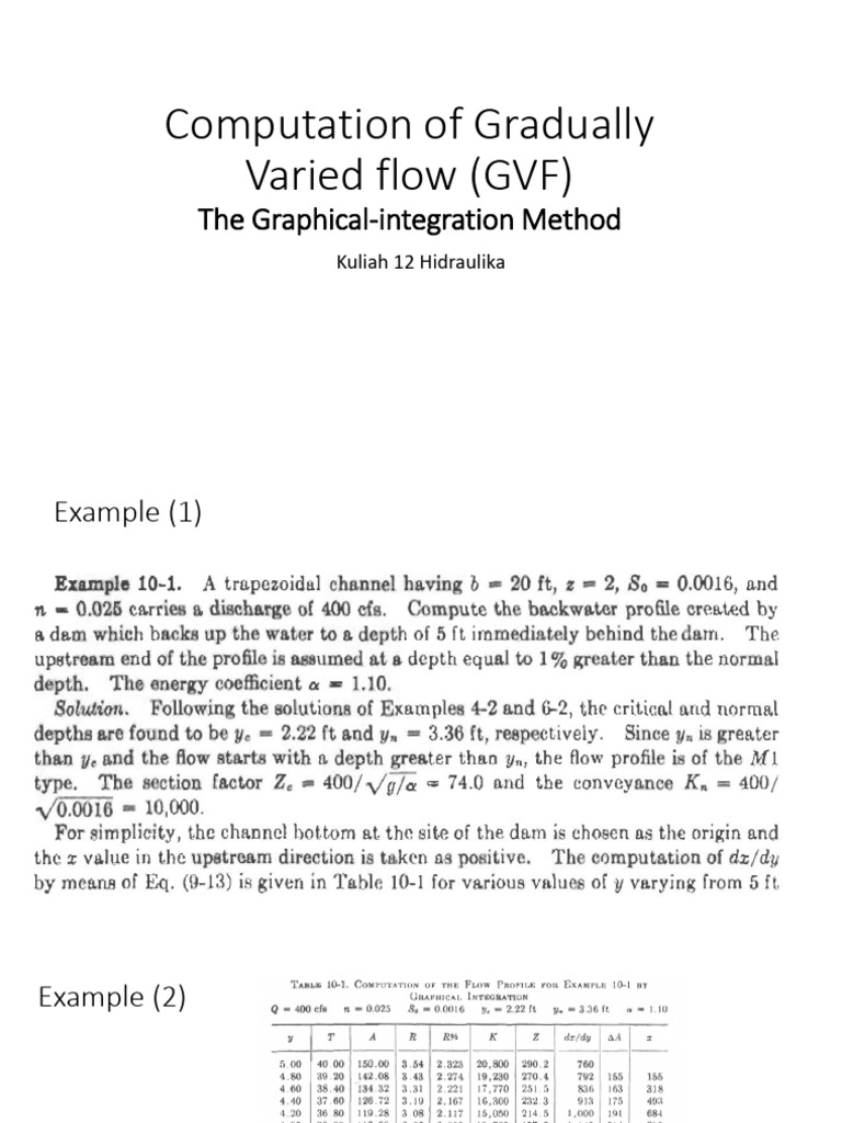 2024 - Kuliah 12 Hidraulika - GVF - Graphical Integration Method | PDF