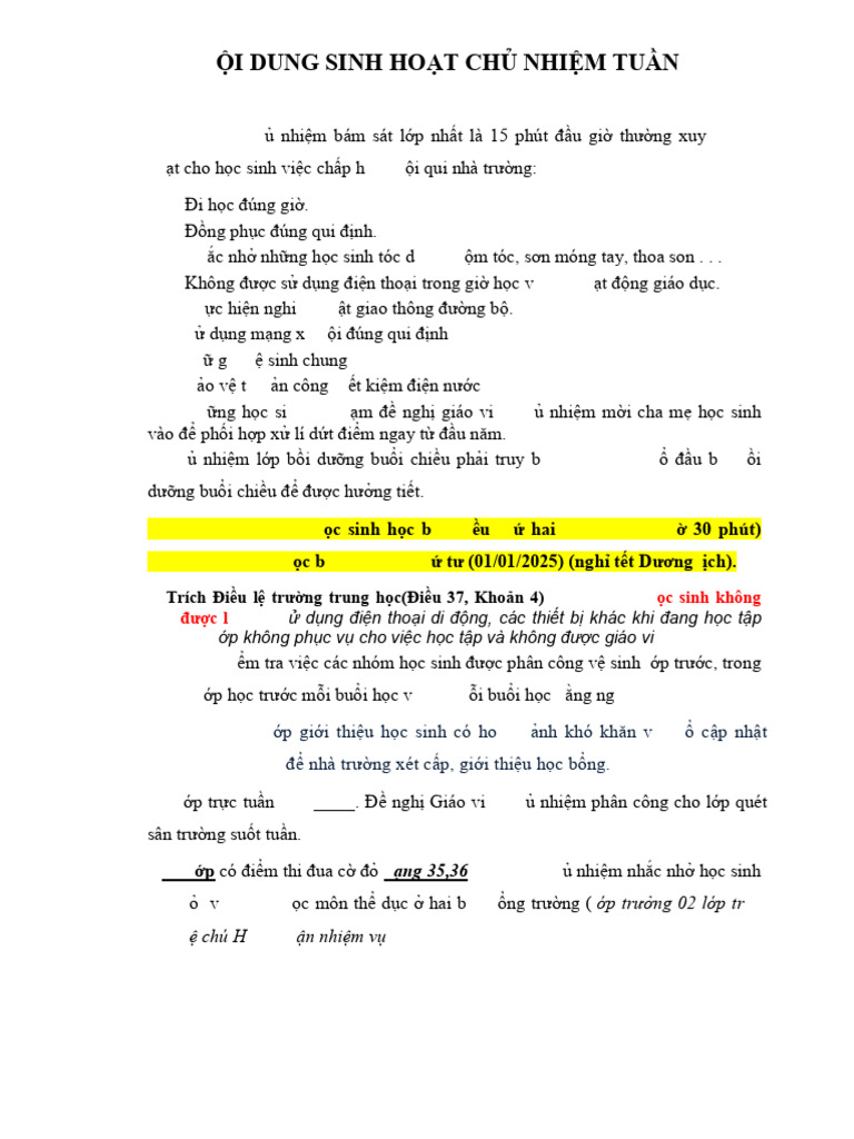 noi dung sinh hoat chu nhiem tuan 17 | PDF