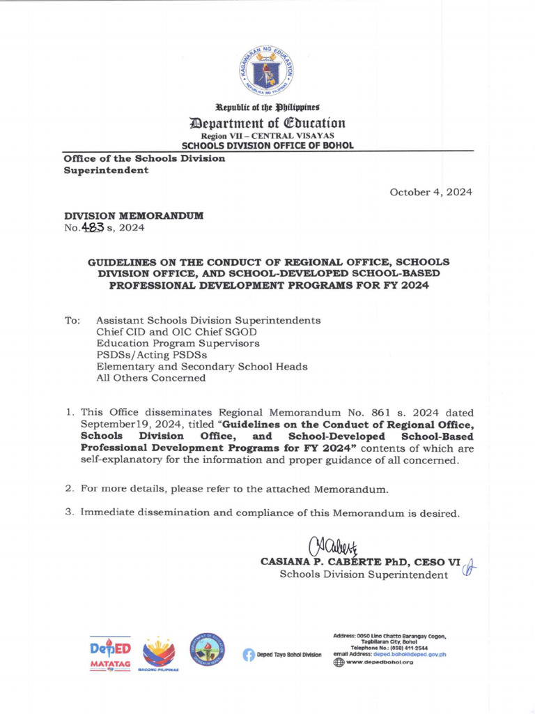 DM No. 483, s. 2024 | PDF