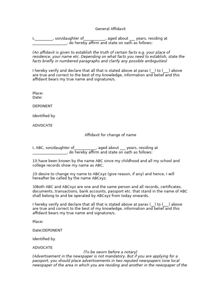 General Affidavit | PDF | Affidavit | Civil Law (Common Law)