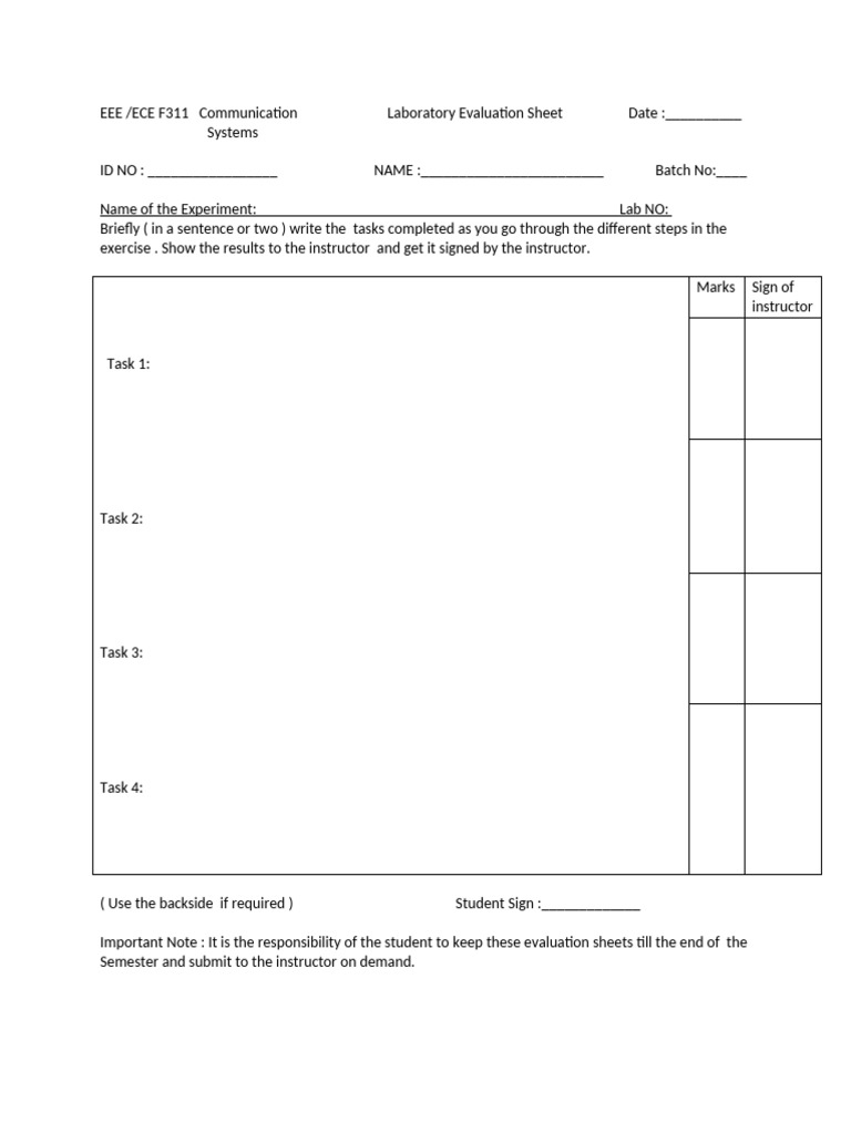 Laboratory Evaluation Sheet 3 | PDF