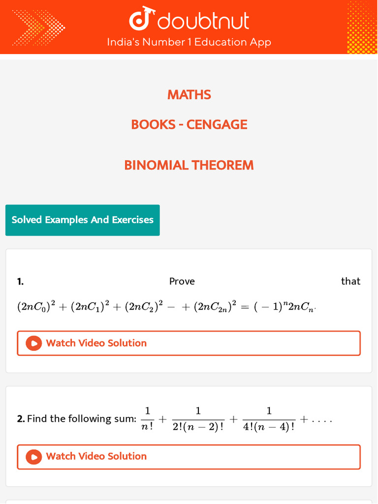 Advanced Binomial Theorem Problems | PDF | Mathematical Objects | Elementary Mathematics