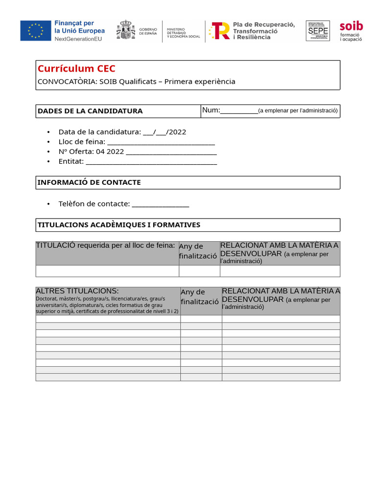 Plantilla-CV-cec - 2 | PDF