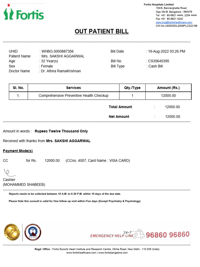 621834353-Preventive-Health-Checkup-receipt | PDF | Payments | Money