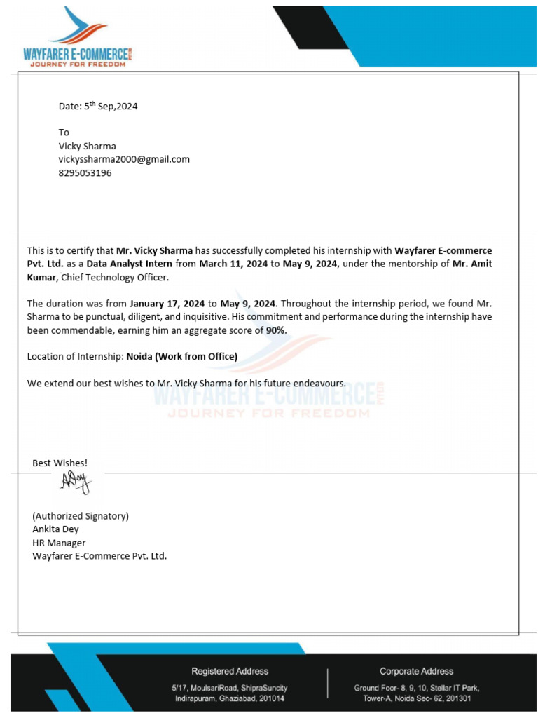 Vicky Sharma-Internship Certificate | PDF