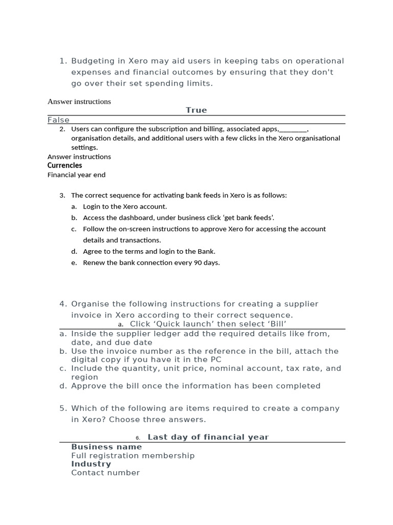 Xero Accounting Questions | PDF | Invoice | Taxes