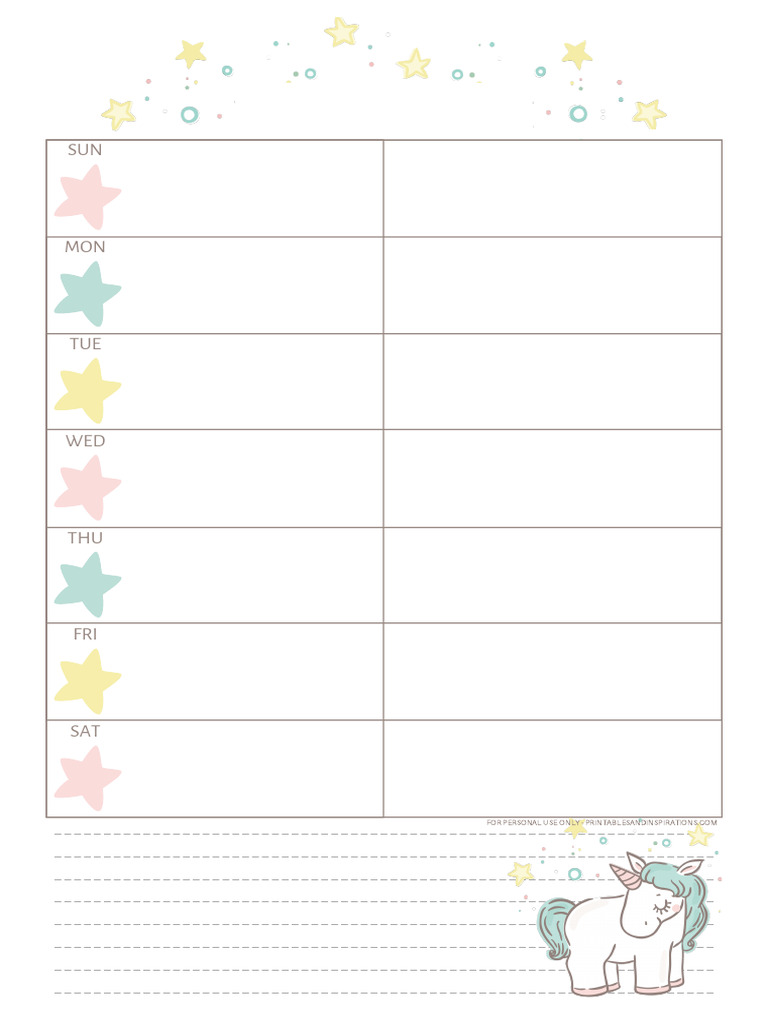 Unicorn Weekly Planner Printable | PDF