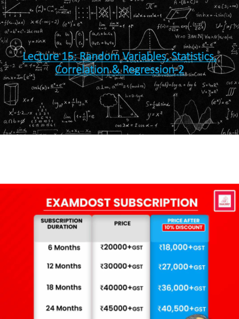 Lecture 15 Random Variables Statistics Correlation & Regression | PDF Lecture 15 Random Variables Statistics Correlation & Regression | PDF