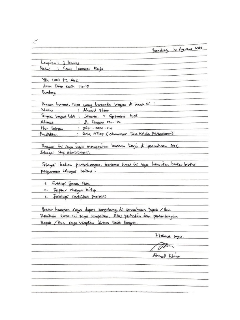 Contoh SLK dan CV | PDF