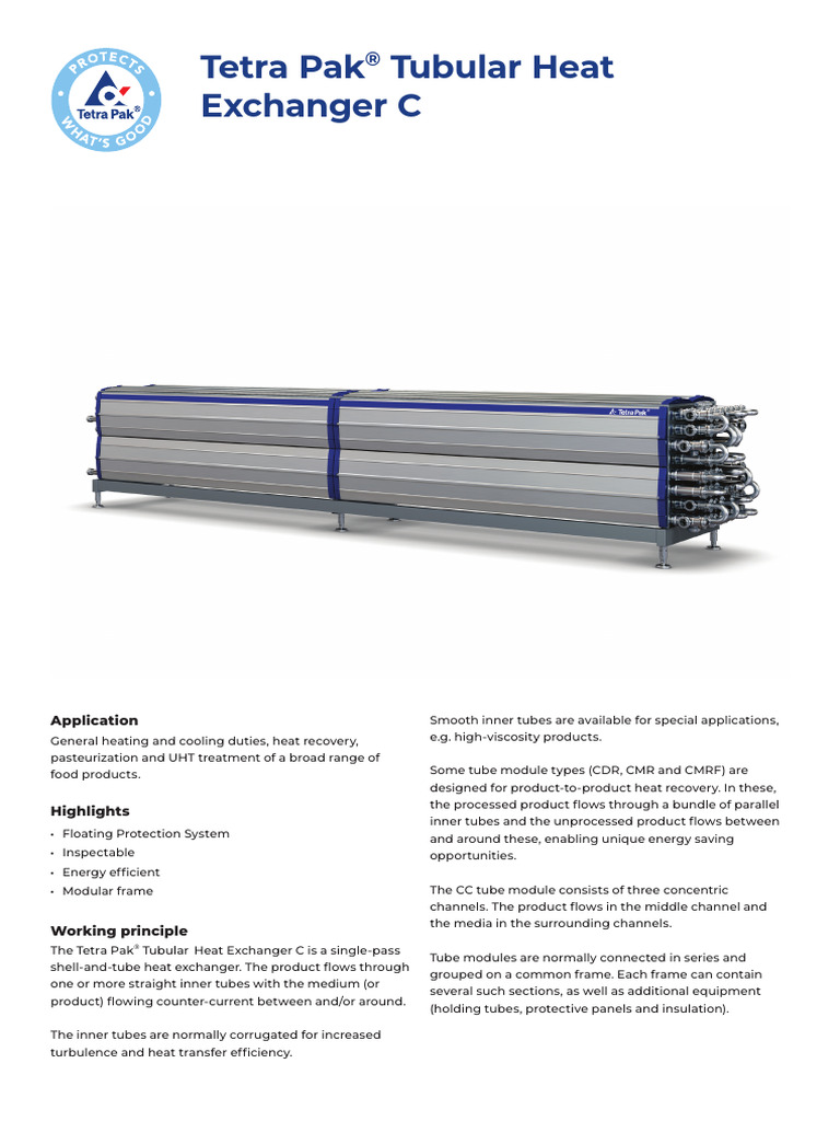 Tetra Pak Tubular Heat Exchanger PD Leaflet | PDF | Heat Exchanger | Heat