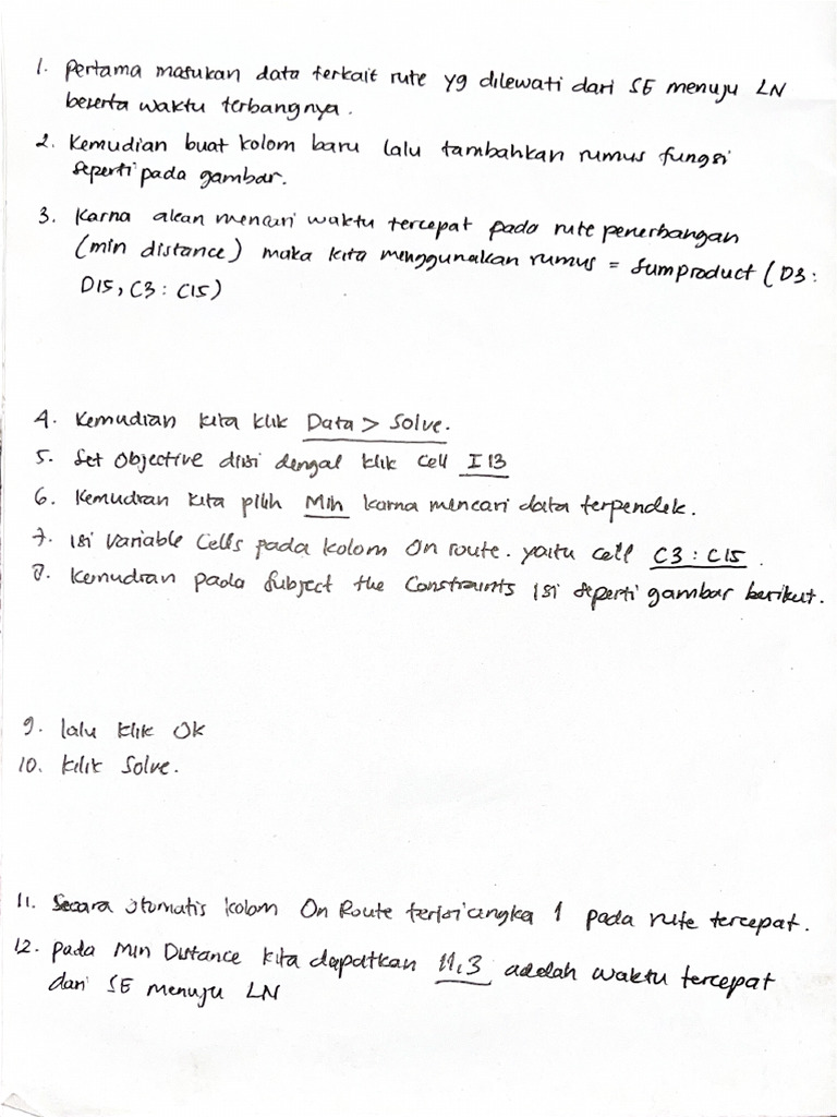 1. Pertama masukan data terkait rute y9 dilewati dari SE menuju LN | PDF