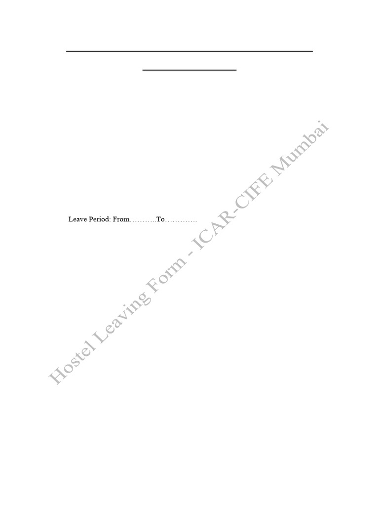 FINAL Hostel Leaving Form - ICAR-CIFE Mumbai | PDF