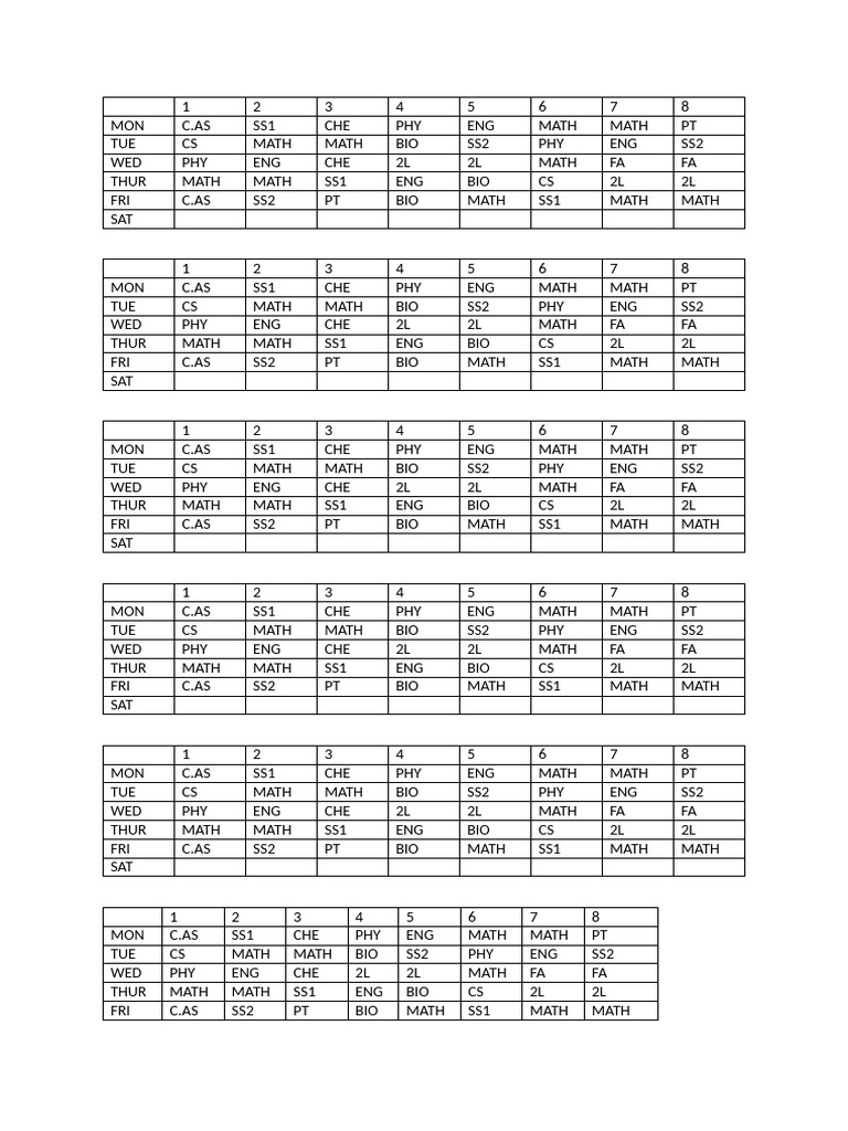 10B Time Table | PDF