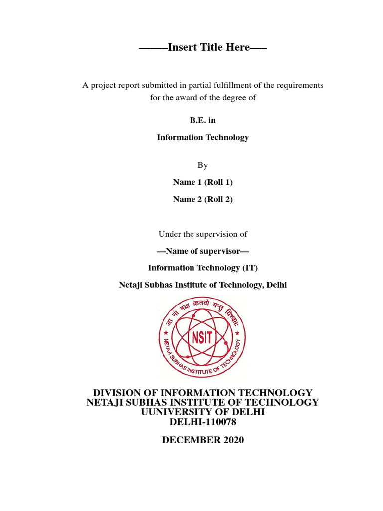 Bachelors Thesis Project (BTP) Template NSUT | PDF | Computer Science ...